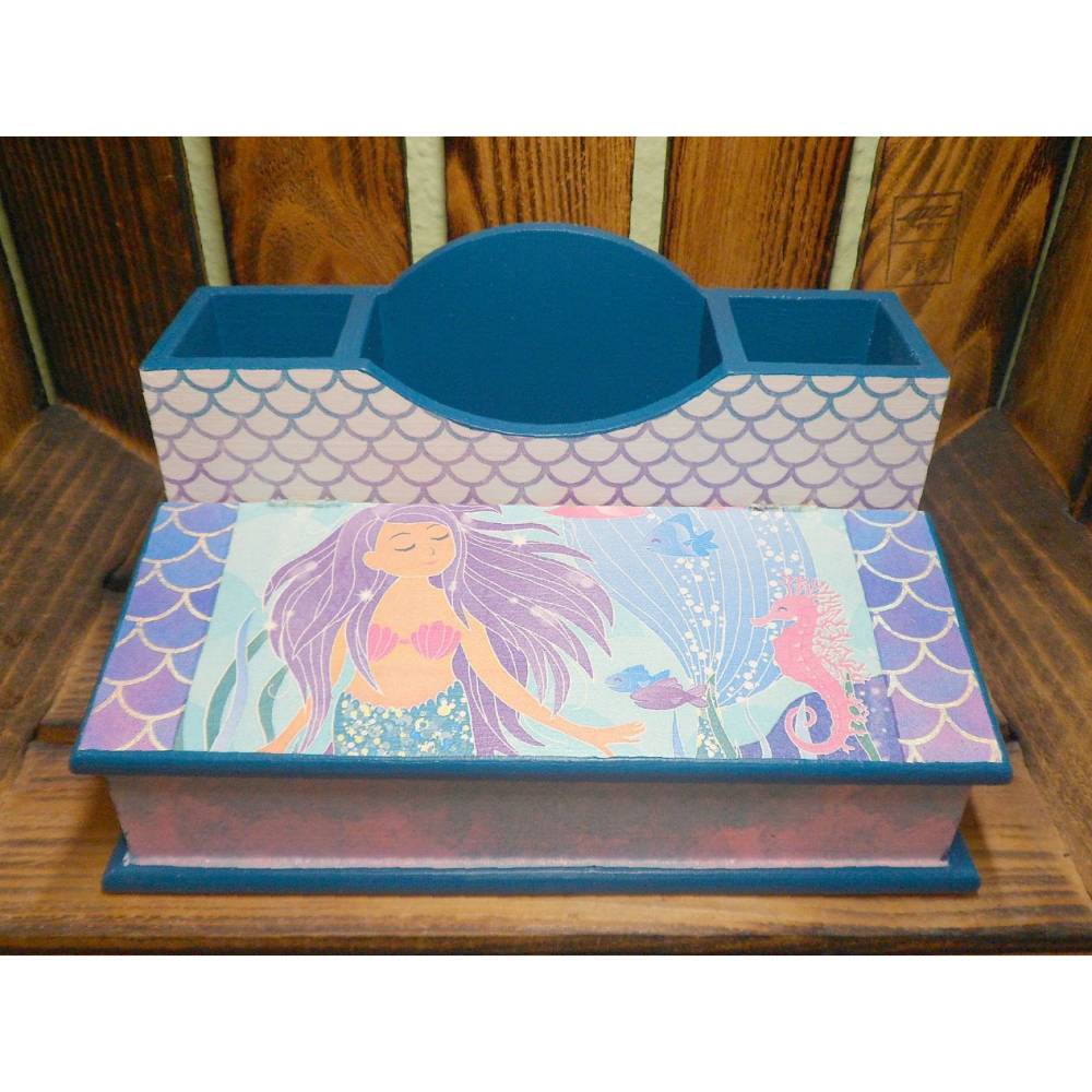 Stiftebox aus Holz mit Meerjungfrau für Kinder