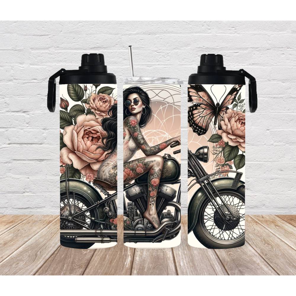 Thermobecher 590ml 2 Deckel "Biker Lady"