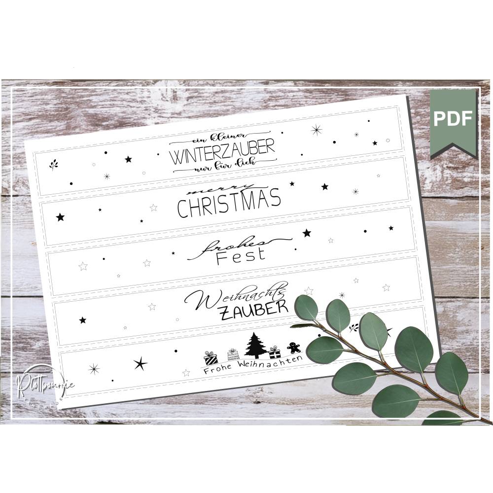 Banderole Weihnachten 001 Druckvorlage Din A4 - Dateiformat PDF