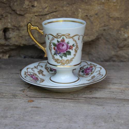 15 tlg. Kaffeeservice Nymphen Goldrand Perlmutt Kahla Porzellan 50er 60er Jahre DDR