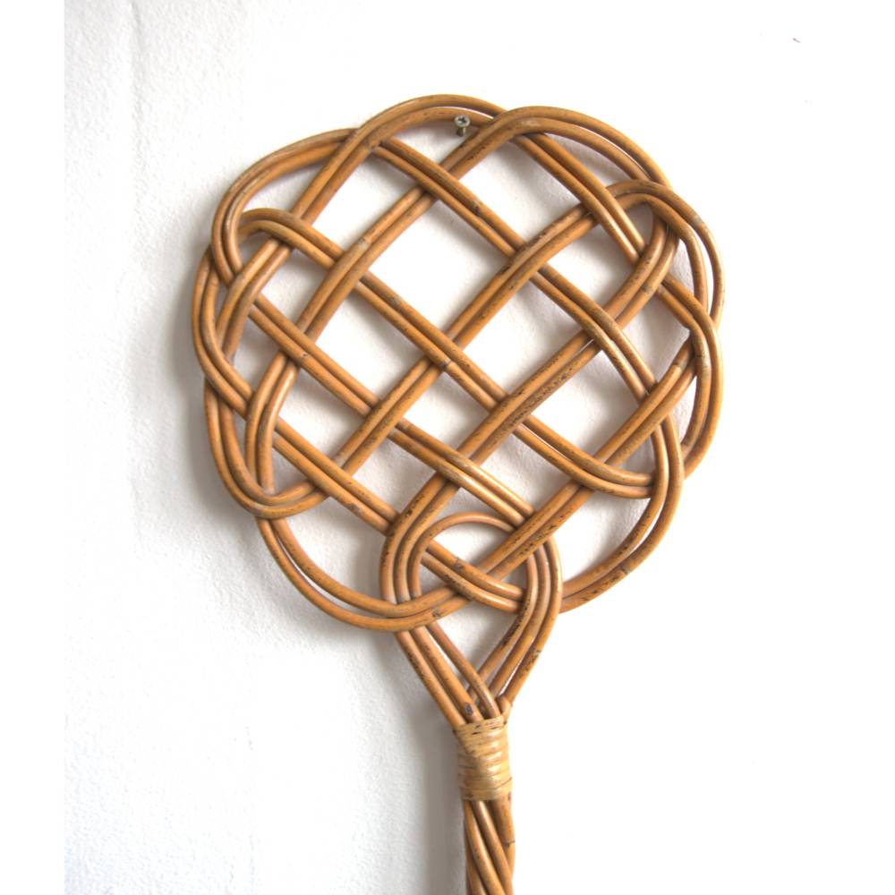 Paar alte Teppichklopfer Rattan Geflecht