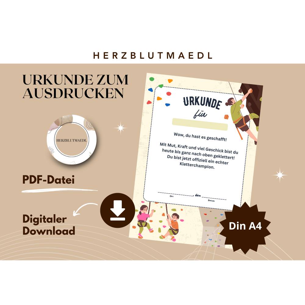 Kinderurkunde Kletterhalle – Personalisiert, Motivation & Spaß | Sofort ...
