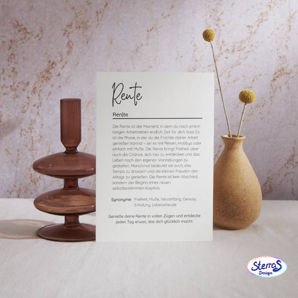 Definition Rente – Druckvorlage zum Ruhestand – Geschenk zum ...