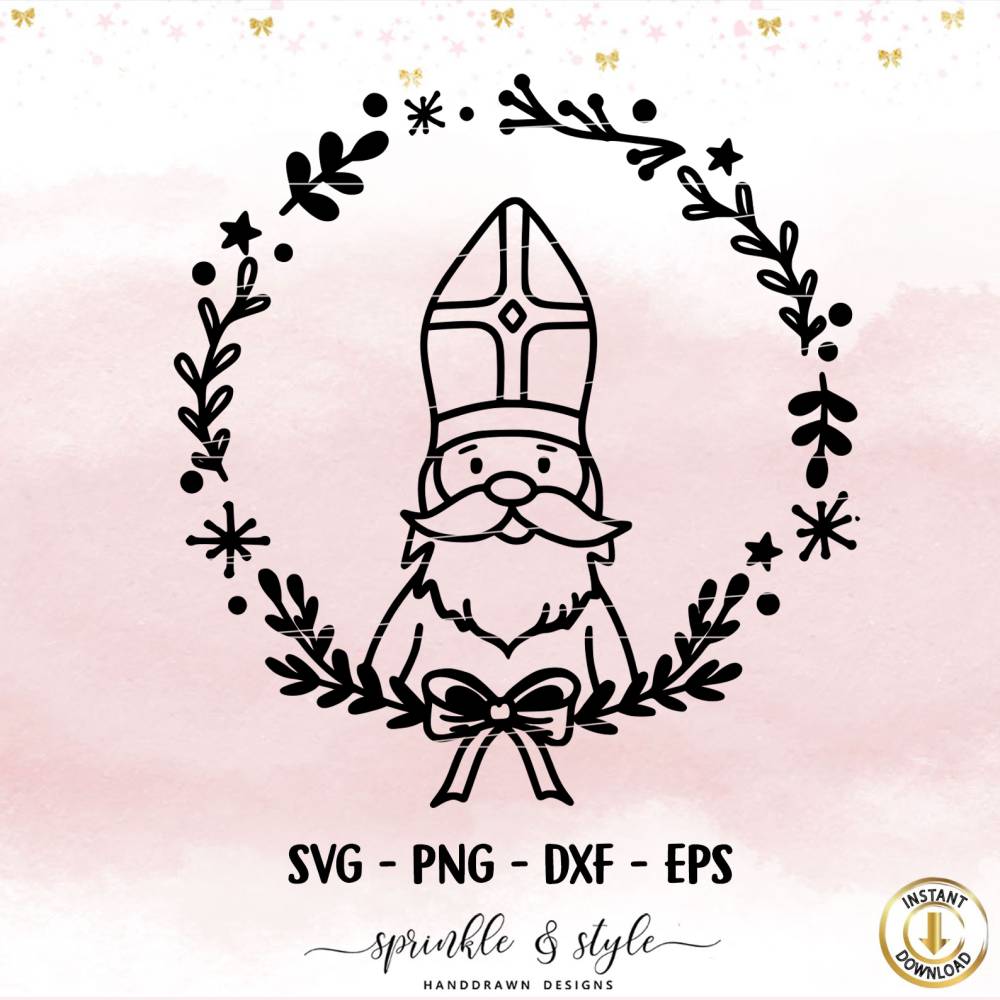 Plotterdatei Nikolaus SVG – Weihnachtsmann Kranz Adventskalenderzahlen für Cricut & Silhouette