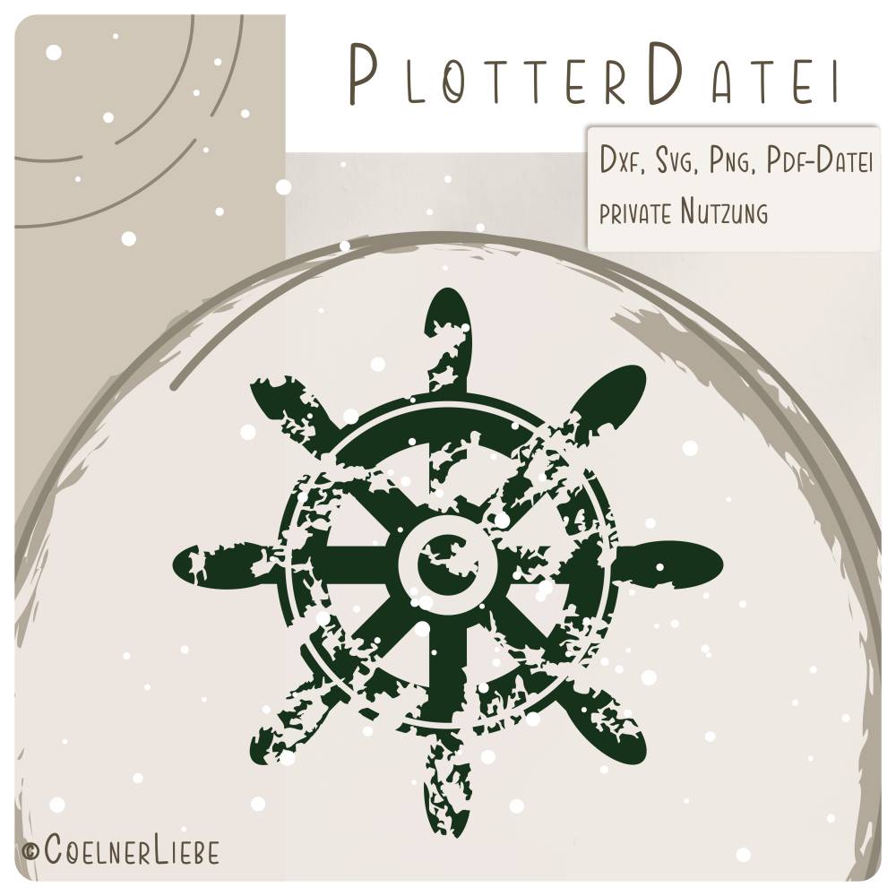 Plotterdatei Steuerrad: Maritimes Vintage-Design für DIY & Deko