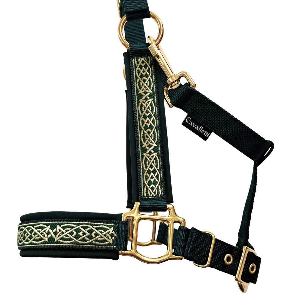 Halfter Vollblut / Cob Odin grün gold Pferdehalfter Größe Vollblut Cob ...