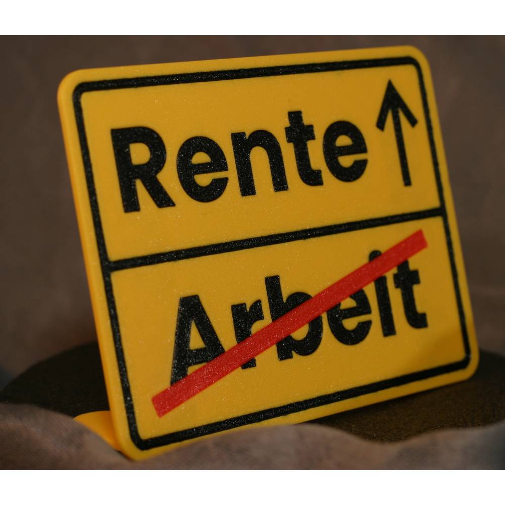 Ortsschild Arbeit zur Rente - Geldgeschenk für Rentner und Pensionäre ...