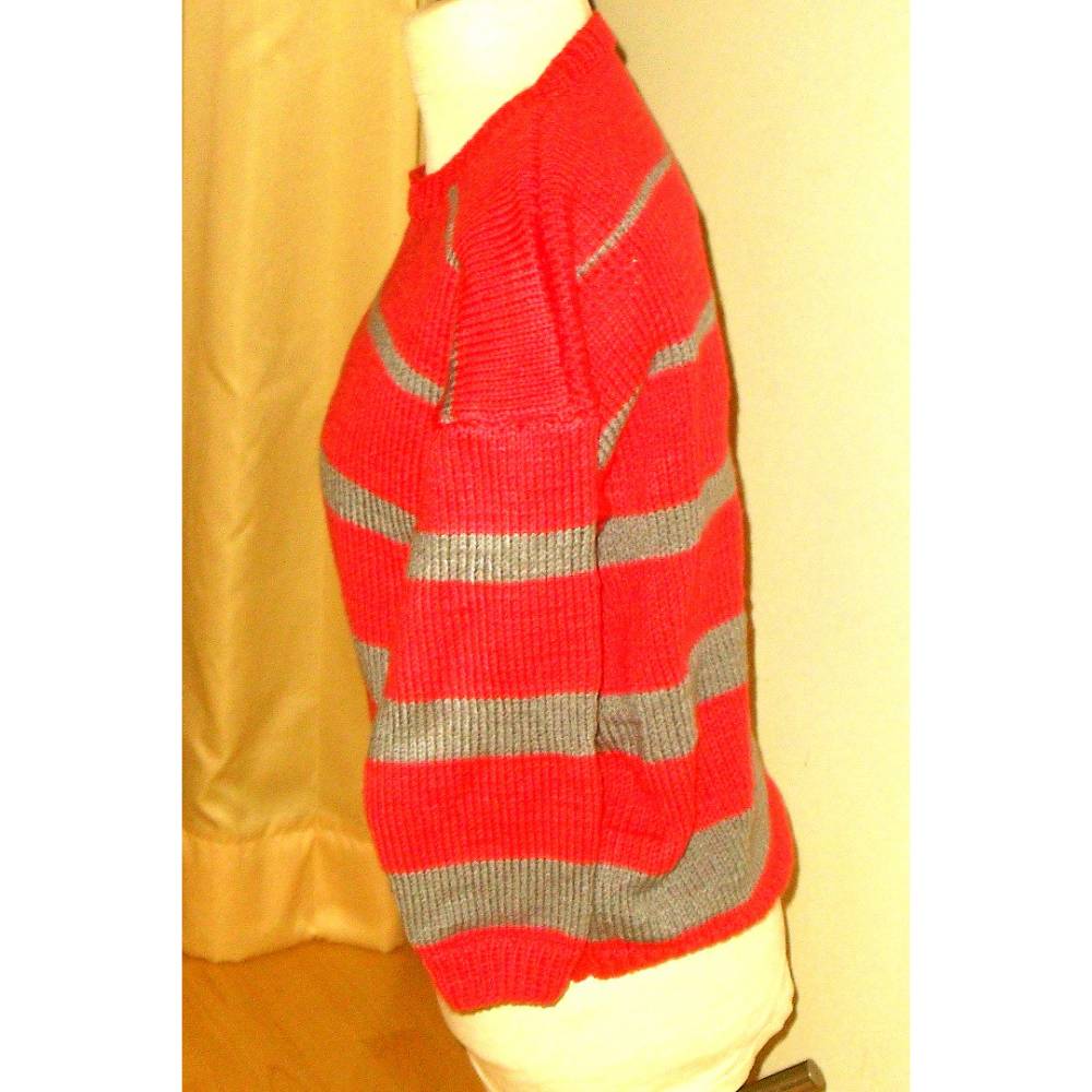 Handgestrickter farbiger Pullover Größe M/L Damenpullover roter ...