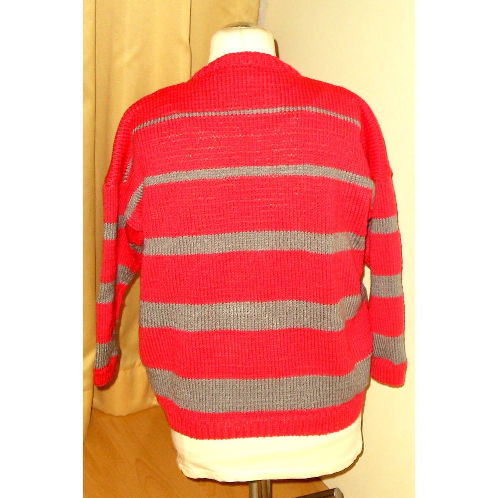 Handgestrickter farbiger Pullover Größe M/L Damenpullover roter ...