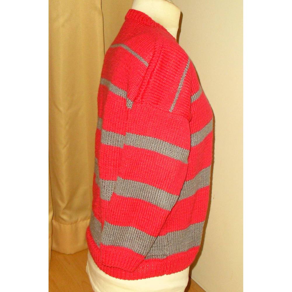 Handgestrickter farbiger Pullover Größe M/L Damenpullover roter ...