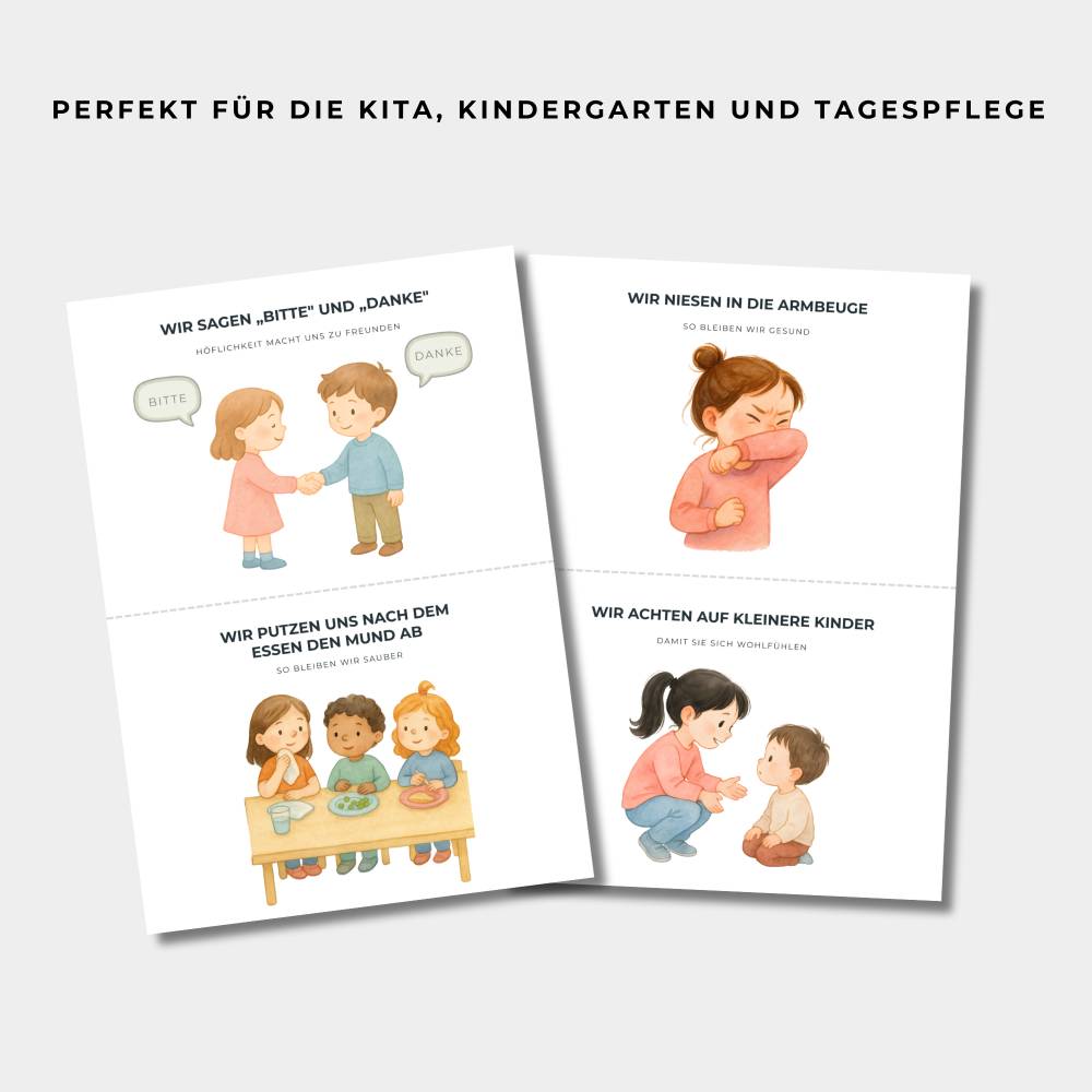 Regelkarten Kindergarten, Lernkarten Kinder, Kita Schule Zuhause ...