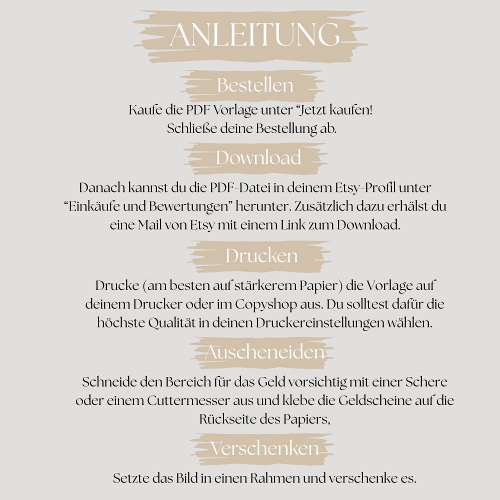 Geldgeschenk Reisen - Last Minute Geschenk Geld - PDF Download zum ...