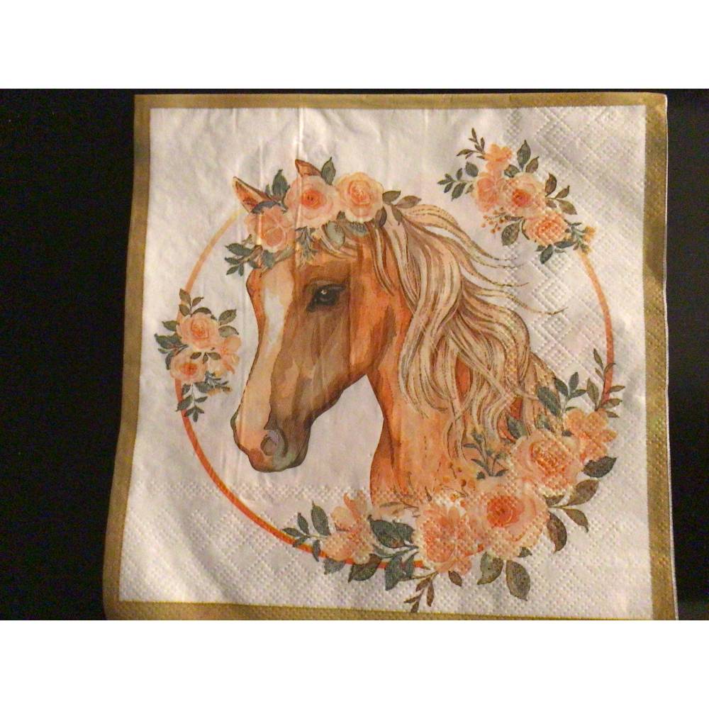 Servietten Kinder - Pferd mit Blumenkranz