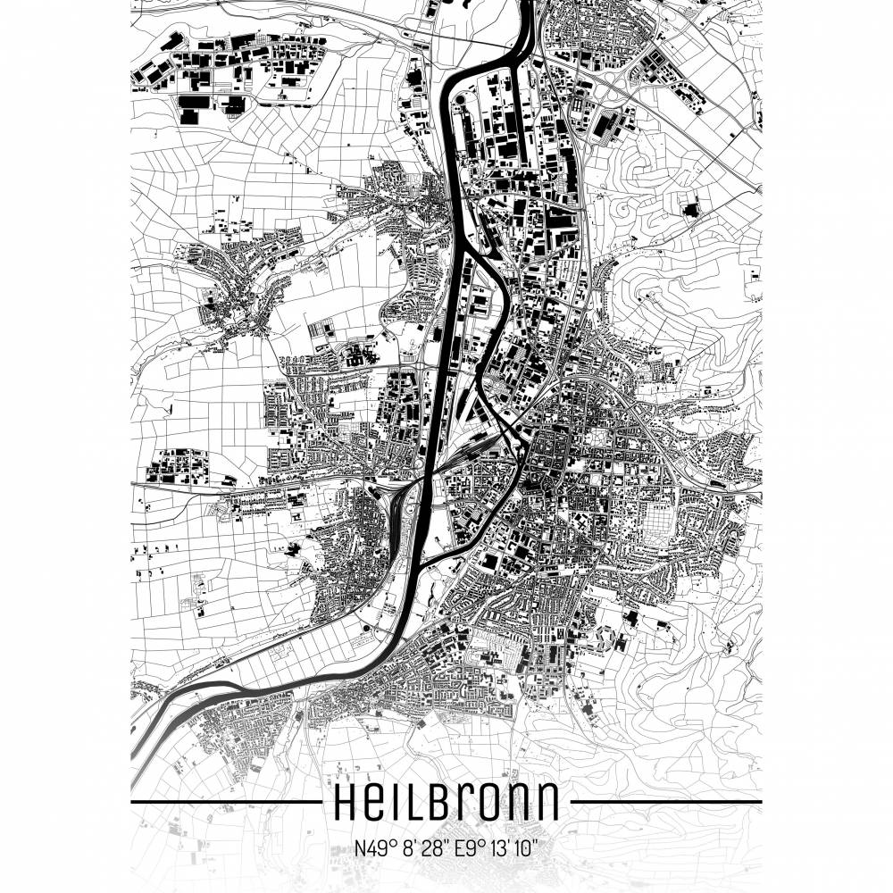 Stadtplan HEILBRONN - Just a Map I Digitaldruck Stadtkarte