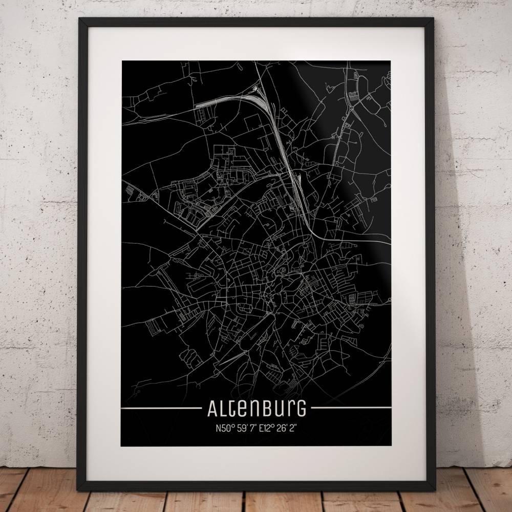 Stadtplan ALTENBURG - Just a Black Map I Digitaldruck