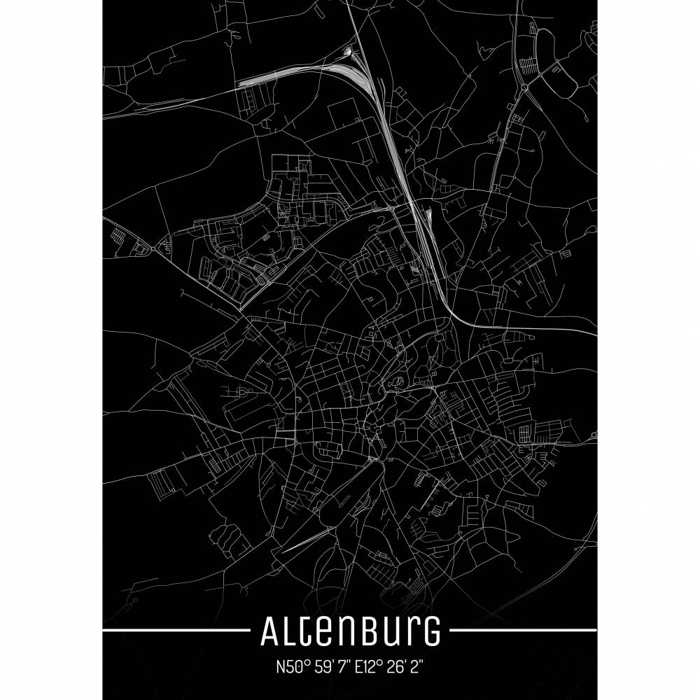 Stadtplan ALTENBURG - Just a Black Map I Digitaldruck