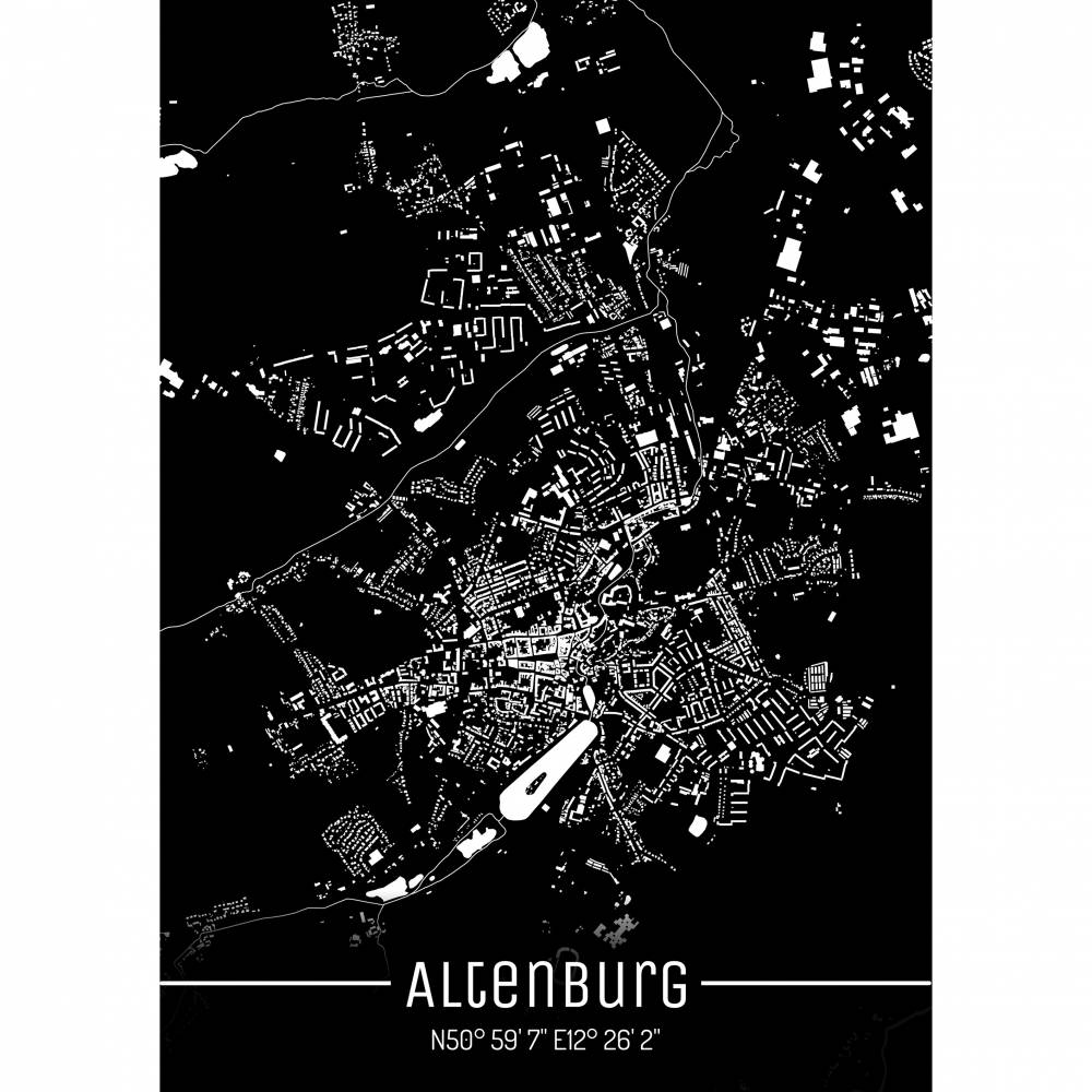 Stadtplan ALTENBURG - Just a Black Map I Digitaldruck