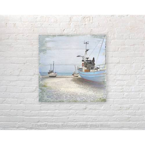 PAPILLON VINTAGE STYLE Schmetterling Blüten Wandbild auf Holz