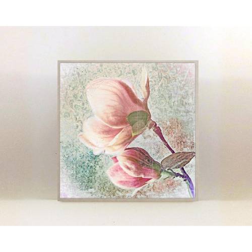 JUTE REH Waldtiere Wanddeko im Landhausstil auf Holz Leinwand