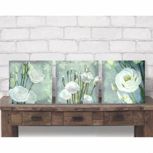 JUTE REH Waldtiere Wanddeko im Landhausstil auf Holz Leinwand