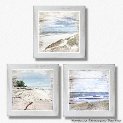 3er Set WALDTIERE OLD STYLE Bild auf Leinwand Holz