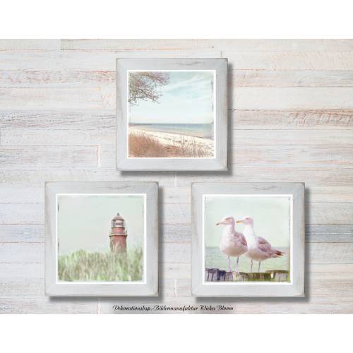 BLUMEN-HÄSCHEN Aquarell im Landhausstil auf Holz Leinwand