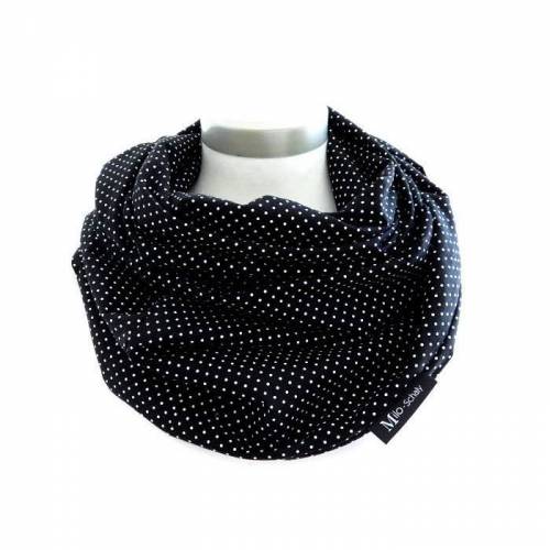 Loopschal schwarz weiß Retrokreise Fleece Patchwork Loop Damen