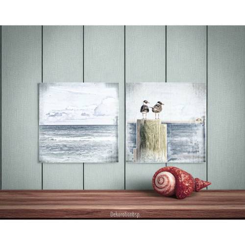 3er Set WALDTIERE OLD STYLE Bild auf Leinwand Holz Print