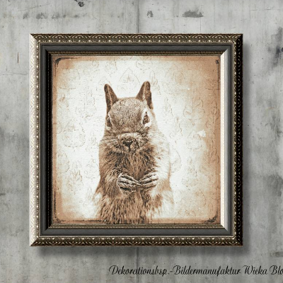 BLUMEN-HÄSCHEN Aquarell im Landhausstil auf Holz Leinwand