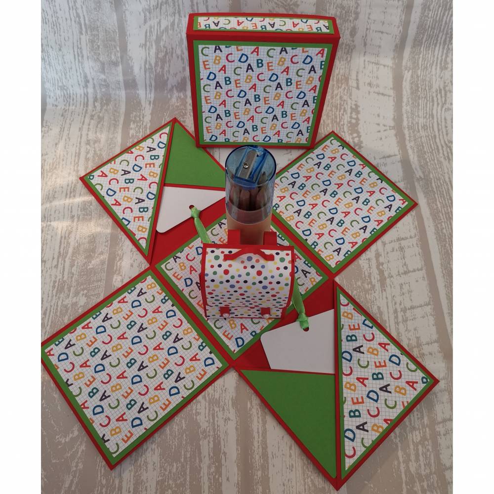 Explosionsbox, Geschenkverpackung, Geschenkbox zur Einschulung