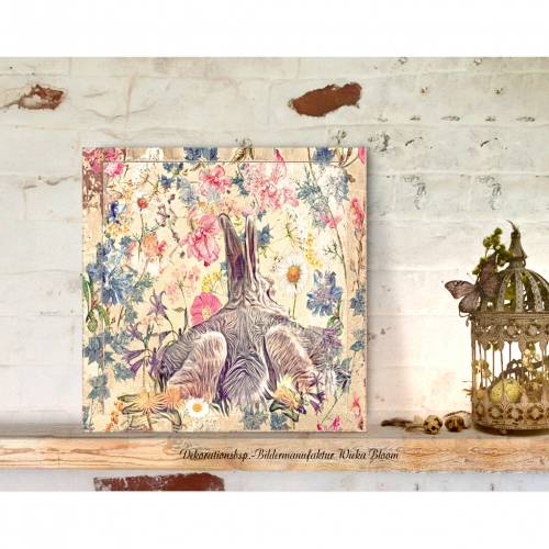 SCHMETTERLING & FLAX Blumenbild im Landhausstil auf Holz