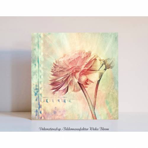 SCHMETTERLING & FLAX Blumenbild im Landhausstil auf Holz