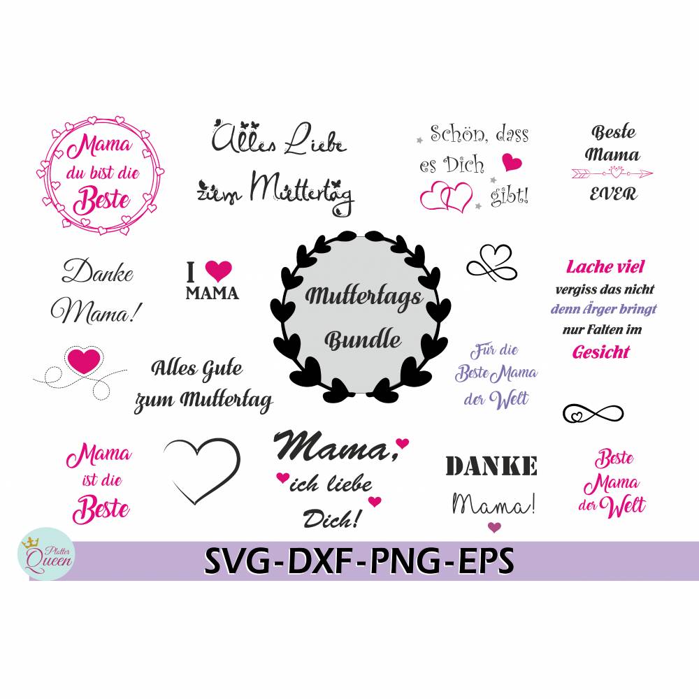 Plotterdatei Muttertag im Bundle SVG DXF PDF SVG