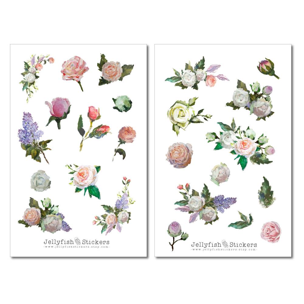 Gemälde Rosen Sticker Set | Florale Aufkleber | Journal Sticker ...