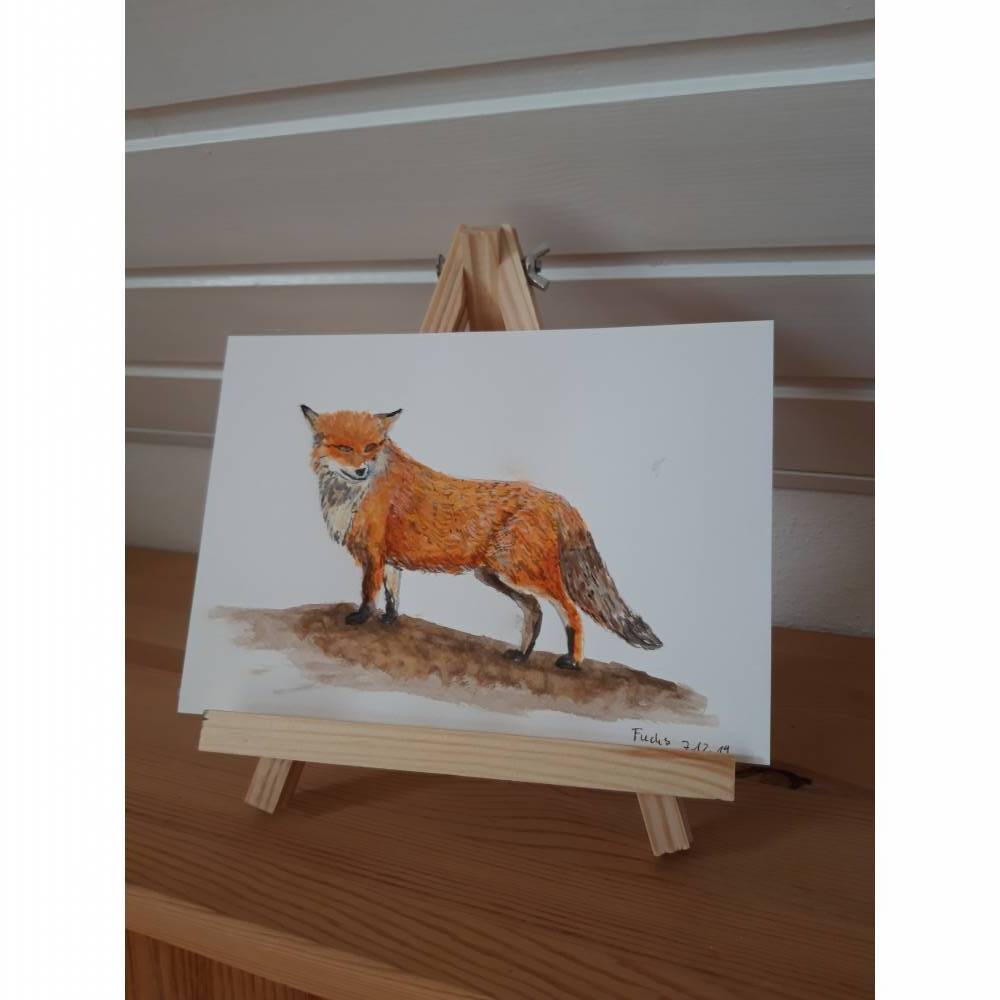 Aquarell Bild Gemälde Fuchs