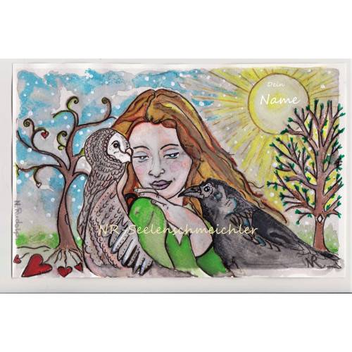 Eule & Rabe. Liebe und Verbundenheit. Druck mit deinem Name