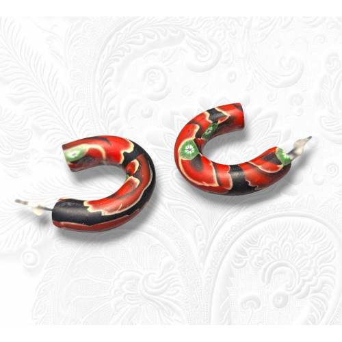 Boho Style Herz Ohrringe, Fimo