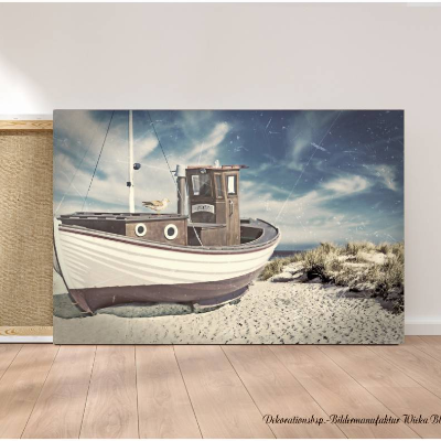 ZWEI MÖWEN Maritimes Bild auf Holz Leinwand Print Wanddeko Landhausstil Vintage Shabby Chic ...