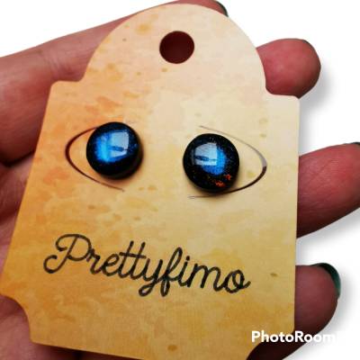 Black and White Loop Ohrstecker, Fimo