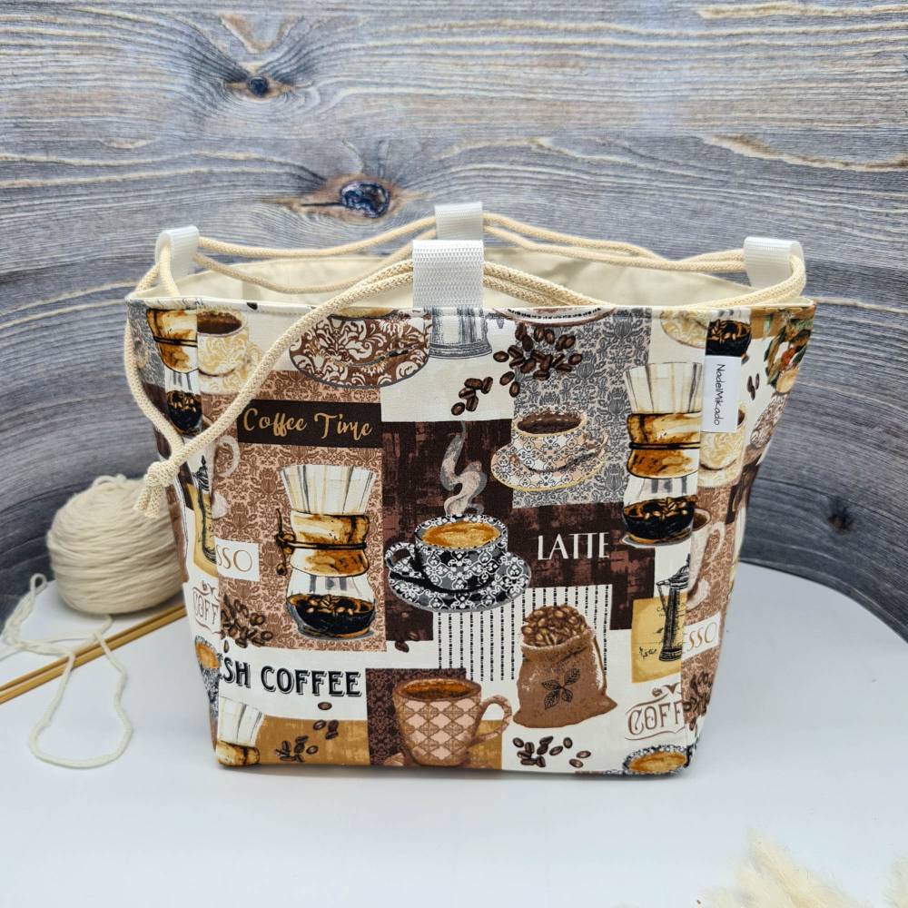 Projekttasche | Kaffee | Großer Projektbeutel für Strickzeug ...