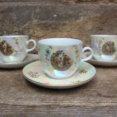 4er Set Rosen Speiseteller Kahla Porzellan DDR