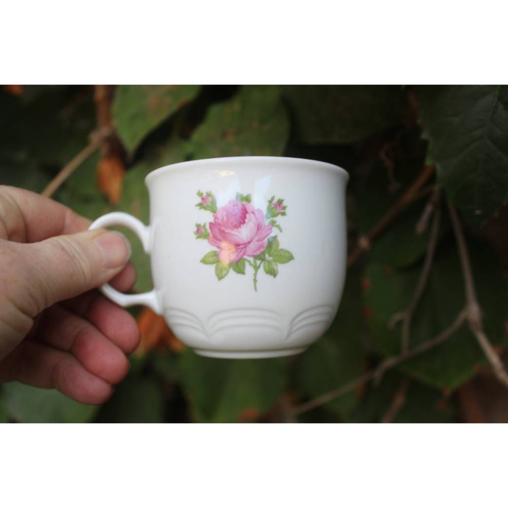 Kaffeetasse Rosendekor Kahla Porzellan 60er 70er Jahre DDR