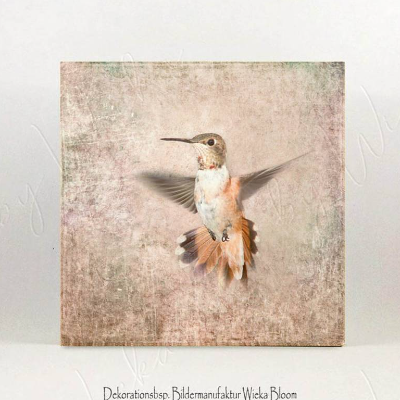 BLUMEN-HÄSCHEN Aquarell im Landhausstil auf Holz Leinwand