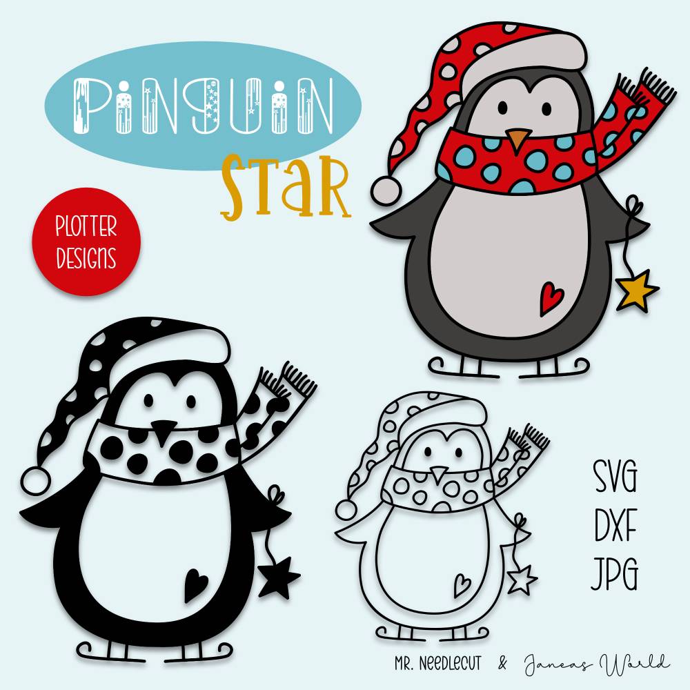 Plotterdatei Janeas World Pinguin Star