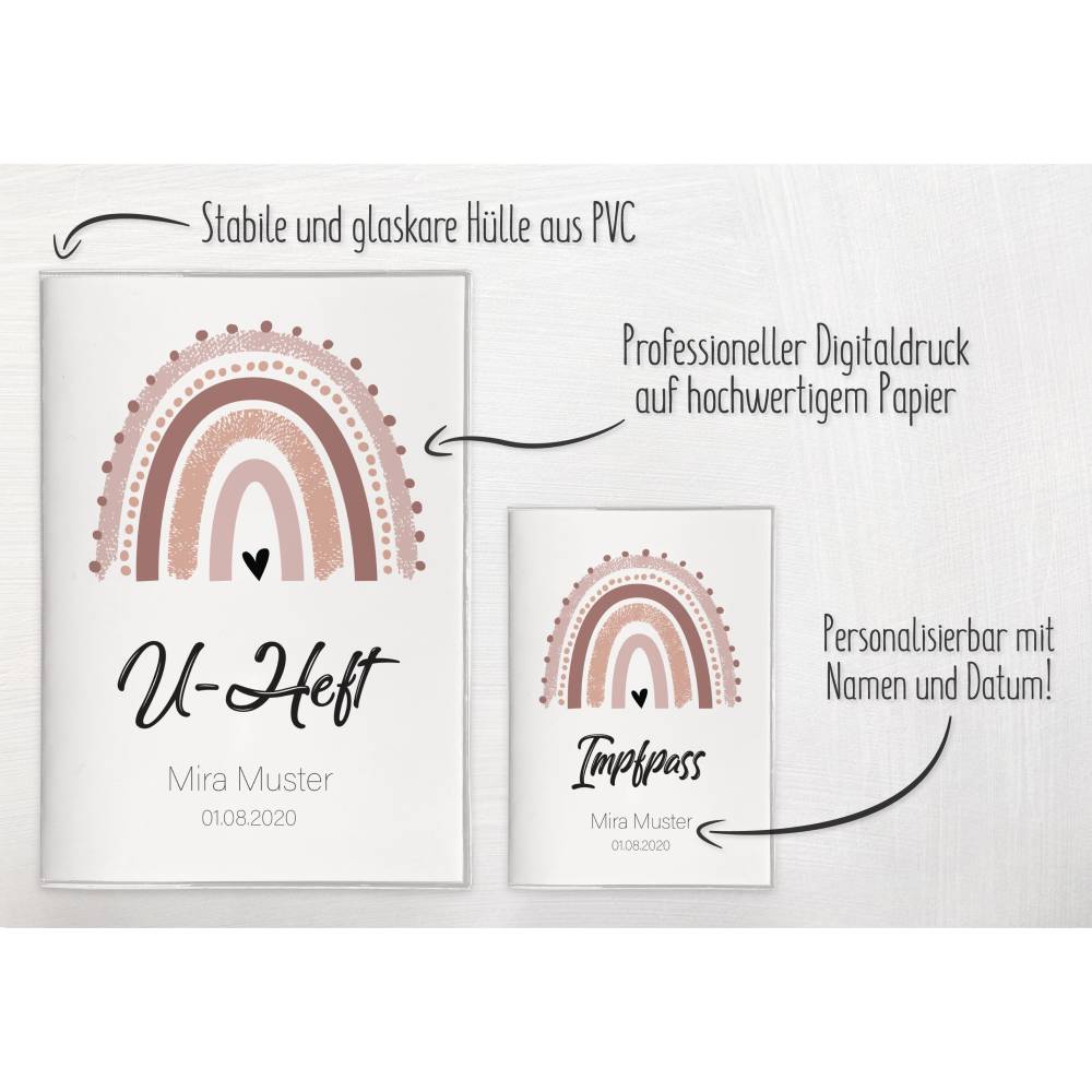 U-Heft & Impfpass-Hülle "Regenbogen Rosa" im Set oder
