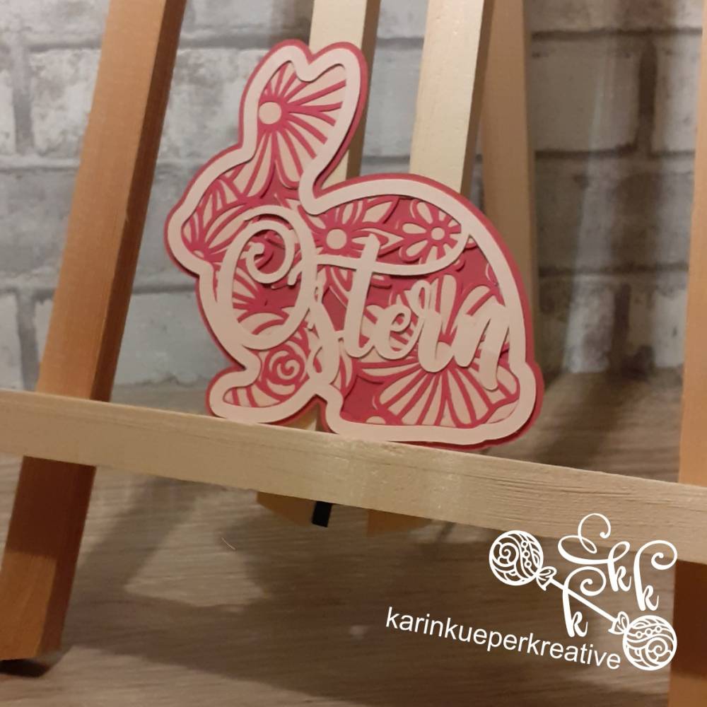 Plotterdatei 3D Osterhase Blumen Motiv 2
