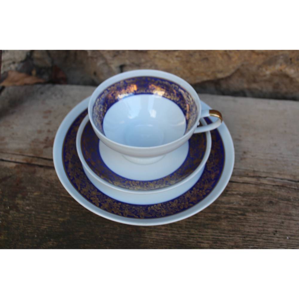 Sammeltasse Sammelgedeck Golddekor Colditz Porzellan 60er 70er Jahre DDR