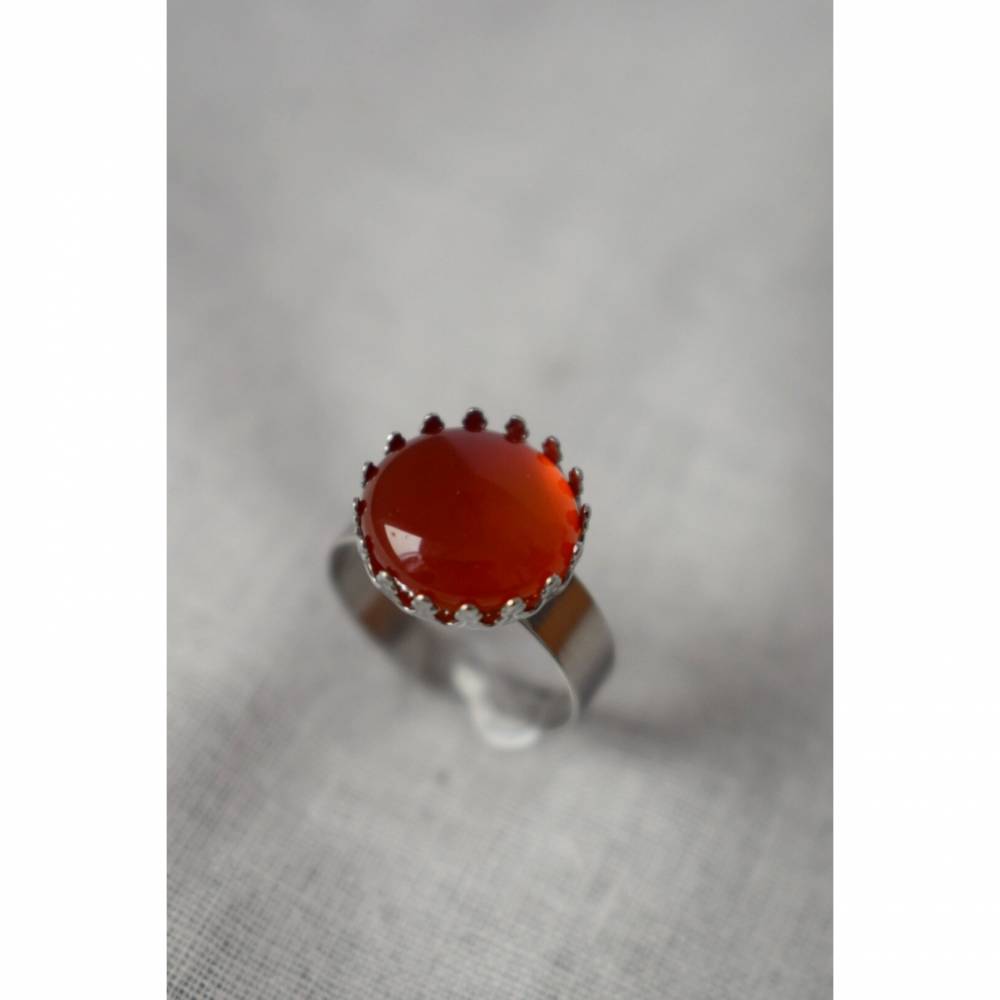 Karneol Ring Silber, Kronen Ring, Edelstein verstellbar Ring,