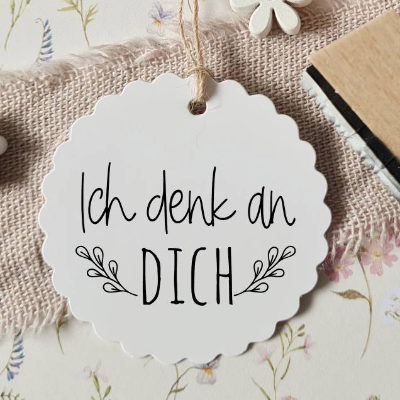 Ich denk an dich - Spruchstempel aus Holz - Motiv: 1029