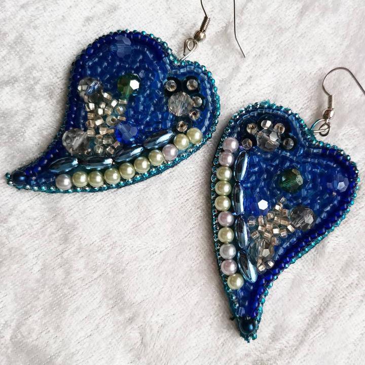 OHRRINGE " BLAUES HERZ"